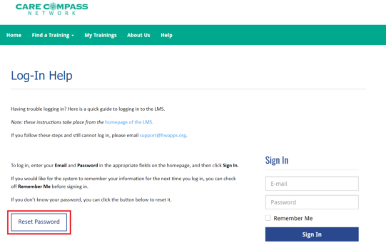 Care Compass | How to Reset Your Password